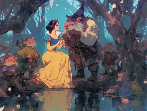 白雪姫と森の中のこびとの集い｜イラスト・フリー素材なら「シンテリ」