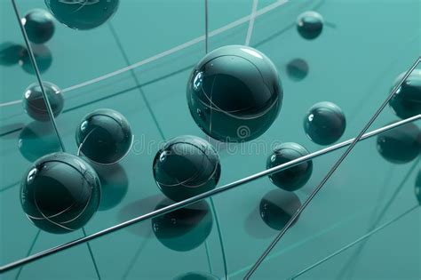 Abstract Teal Spheres And Wires Forming A Futuristic Design Stock Illustration Illustration