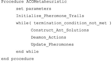 Aco Meta Heuristic In Pseudo Code Download Scientific Diagram