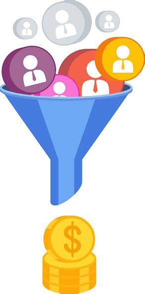 Conversion Funnel Digital Inbound Marketing Tool Stock Illustration
