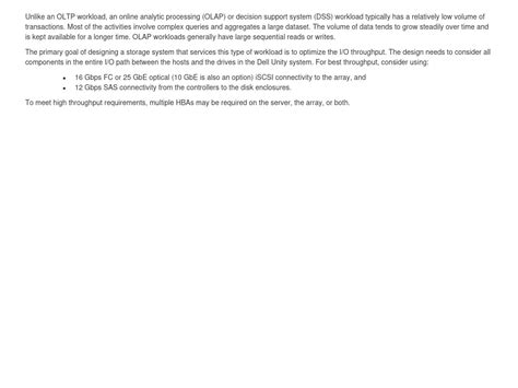 Olap Or Dss Workloads Dell Unity Xt Oracle Database Best Practices