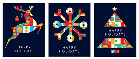 기하학적 모양과 간단한 아이콘해피 홀리데이 인사말 카드 플랫 디자인 템플릿 세트 인사장에 대한 스톡 벡터 아트 및 기타 이미지 인사장 공휴일 크리스마스 Istock
