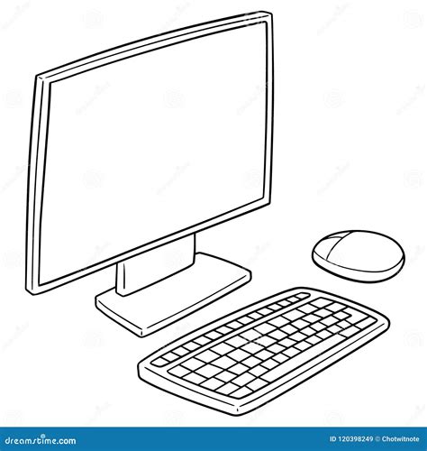computer set with monitor mouse and keyboard vector illustration