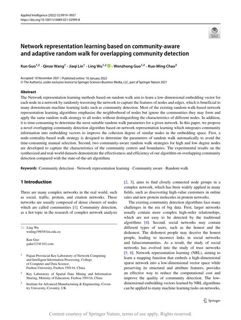 Network Representation Learning Based On Community Aware And Adaptive Random Walk For
