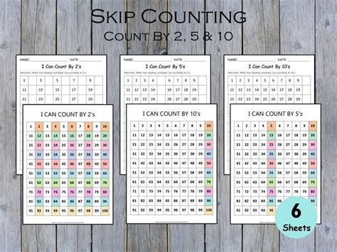 Skip Counting Numbers By 2s 5s And 10s Charts And Practice Worksheets