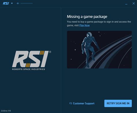 rsi launcher missing a game package message roberts space