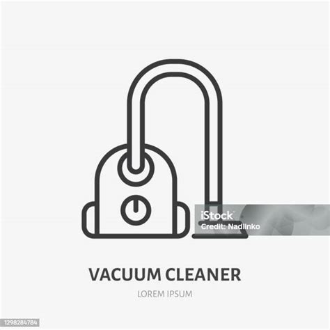 진공 청소기 플랫 라인 아이콘 하우스키핑 장비의 벡터 개요 그림입니다 전기 먼지 후버에 대한 검은 색 얇은 선형 기호 가사