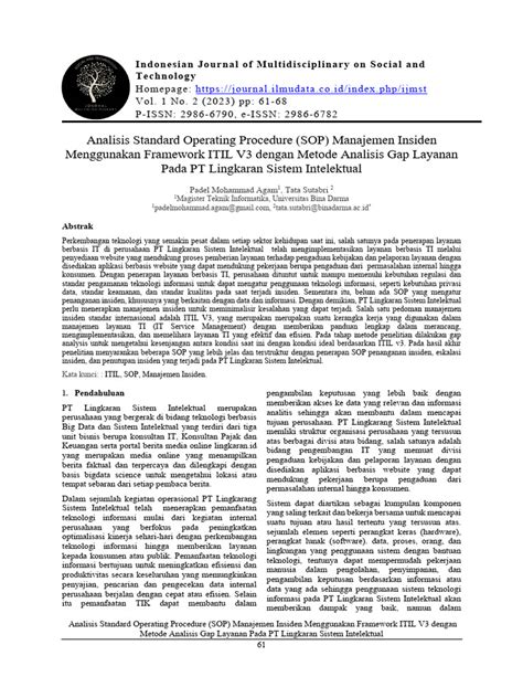 Analisis Standard Operating Procedure Sop Manajemen Insiden