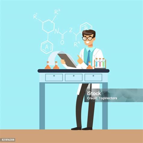 화학자 과학자 화학 요소 과학 실험실의 내부 테스트 벡터 일러스트 레이 션 개념에 대한 스톡 벡터 아트 및 기타 이미지 개념 건강 진단 건강관리와 의술 Istock
