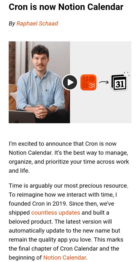 I Found It On The Cron Blog Now Cron Is The Notion Of Calendar So