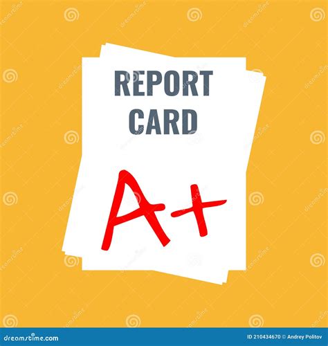 School Report Card With B C D Grades Flat Vector Illustration