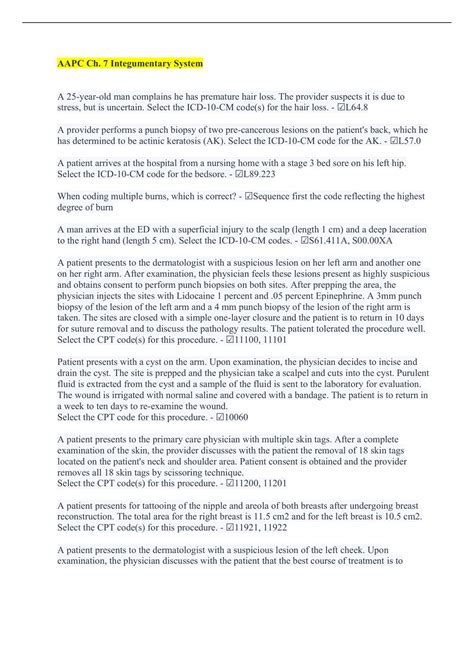 AAPC Ch 7 Integumentary System AAPC Stuvia US