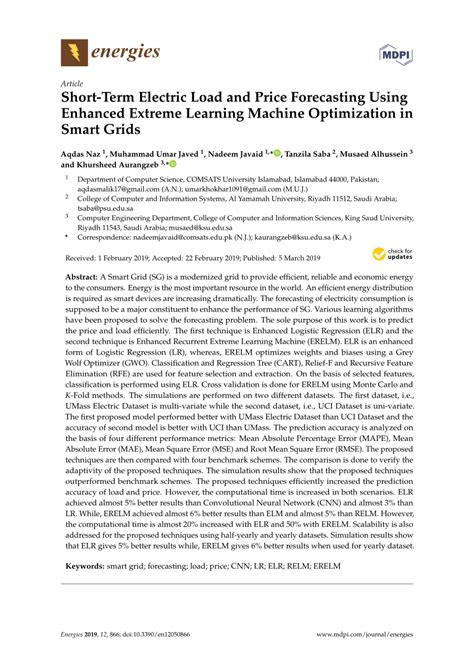 pdf short term electric load and price forecasting using enhanced