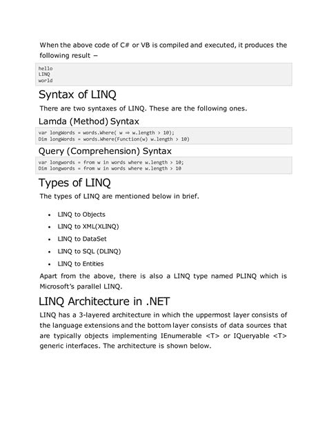 Linq In C Docx