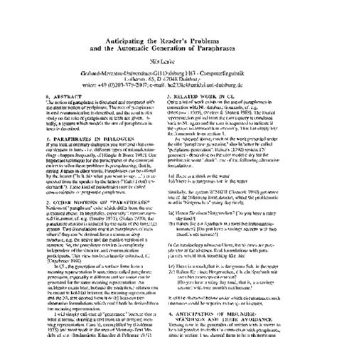 Anticipating The Readers Problems And The Automatic Generation Of Paraphrases Acl Anthology