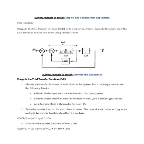 System Analysis In Matlab Answers And Explanation