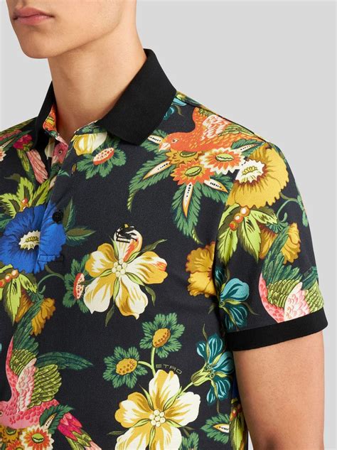 Polo Shirt With Floral Print Etro Cotton Polo Shirt Queer Fashion
