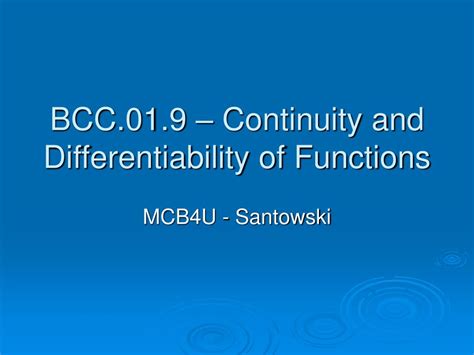 Ppt Bcc 01 9 Continuity And Differentiability Of Functions Powerpoint Presentation Id 257105