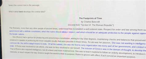 Solved Select The Correct Text In The Passage Which Detail Best Develops The Central Idea The