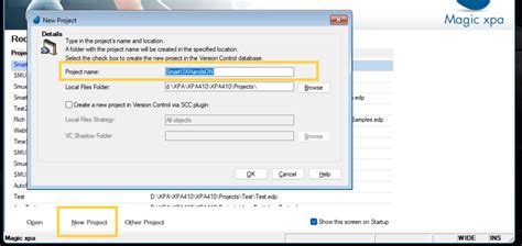 create an empty project in magic xpa for smartux test project smartux