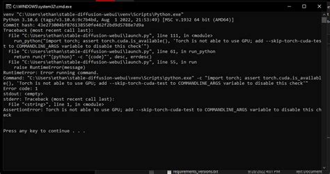 i am trying to install automatic1111 s sd webui but every time i run
