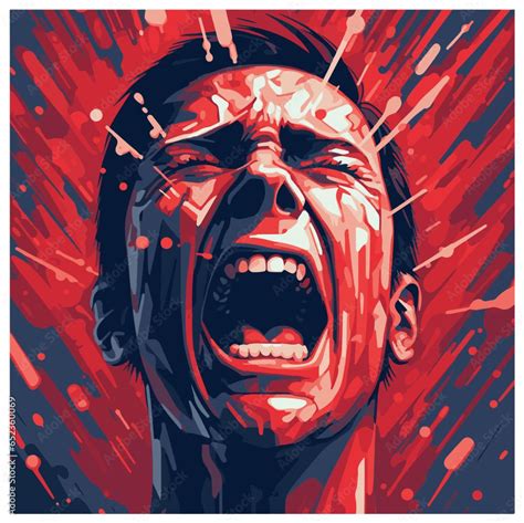 Vector Illustration Of A Screaming Man With Open Mouth Vector
