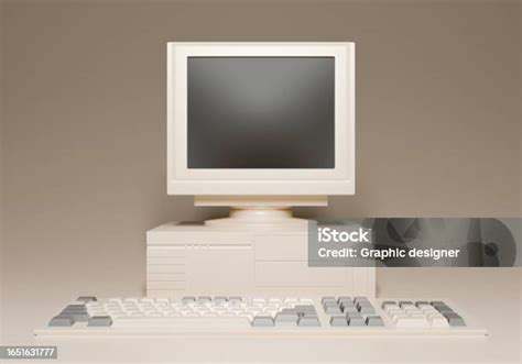 키보드가 있는 빈티지 컴퓨터 모형 정면도 3d 렌더링 0명에 대한 스톡 사진 및 기타 이미지 0명 모형 비어 있음 Istock