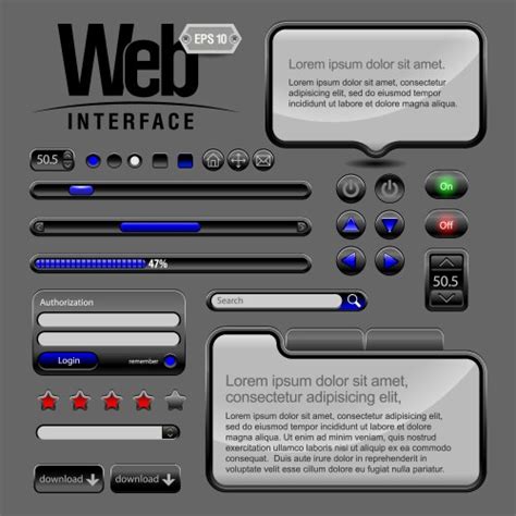 Login Ui Elements Kit Royalty Free Vector Image