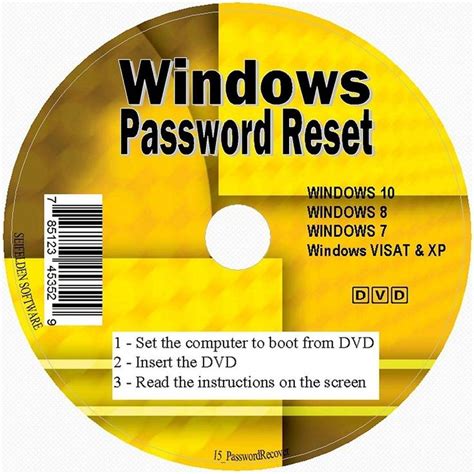 Windows Password Reset Recovery Cd For Windows 10 8 1 8 7 Vista Xp