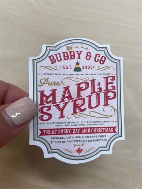Buddy And Co Maple Syrup Decal Elf Sticker Latte Sticker Etsy
