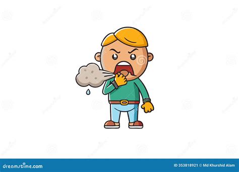 Cartoon Awkward Master Looks At The Swollen Red Finger Which He Hit