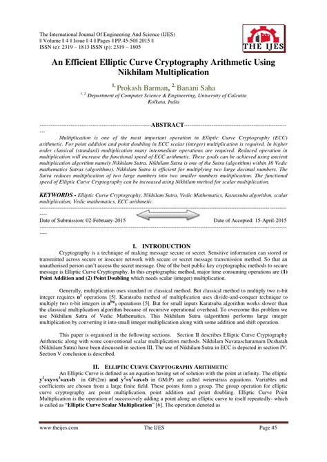 Pdf An Efficient Elliptic Curve Cryptography Arithmetic Using