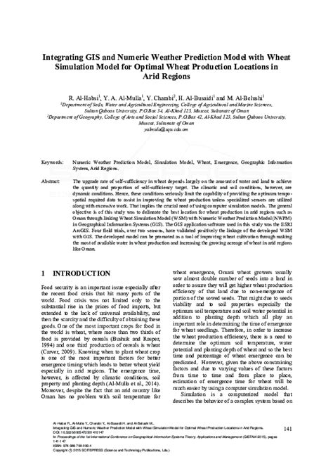 Pdf Integrating Gis And Numeric Weather Prediction Model With Wheat