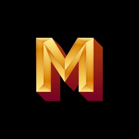 M 문자 골드 럭셔리 로고 그라데이션 디자인 일러스트 프리미엄 벡터
