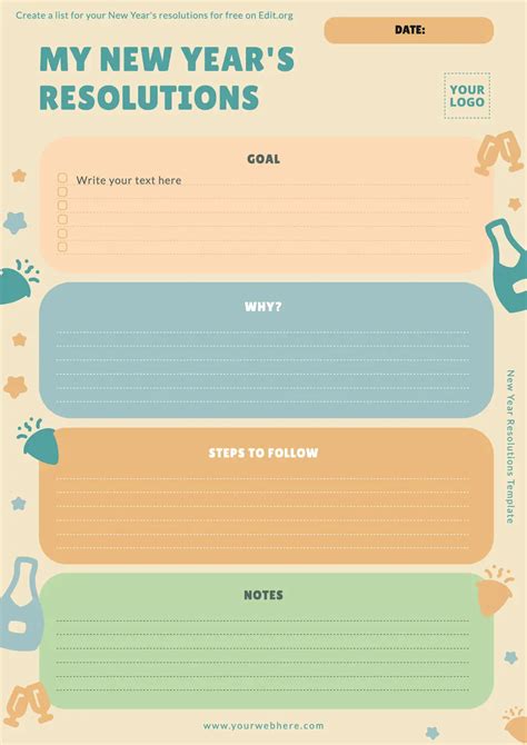 Free Printable New Year Resolution Template Fanny Printable