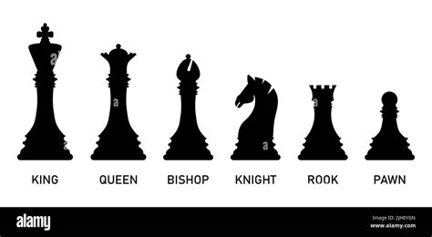 Black Silhouette Chess Pieces Set Isolated On White Background Chess