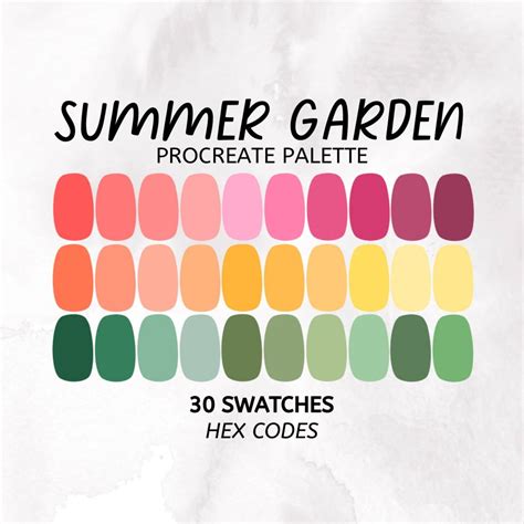 Procreate Color Palette Summer Garden Procreate Palette For Ipad Color Swatches Etsy