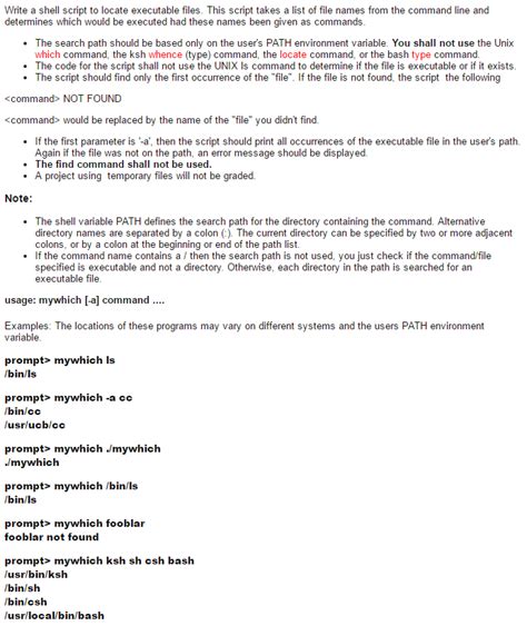 Solved Write A Shell Script To Locate Executable Files This