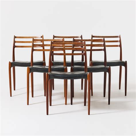 Niels Otto MØller Stolar Sex St J L Møllers Møbelfabrik Danmark