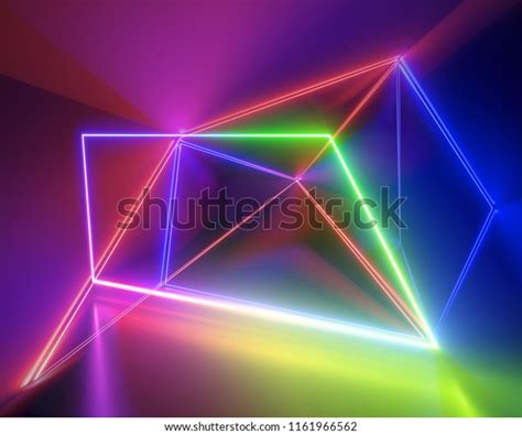 3차원 렌더링 스펙트럼 네온 조명 패션 스톡 일러스트 1161966562