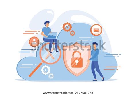 Man Holding Security Shield Developer Using Stock Vector Royalty Free