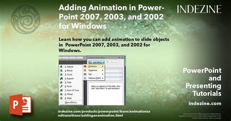 Adding Animation In Powerpoint 2007 2003 And 2002 For Windows