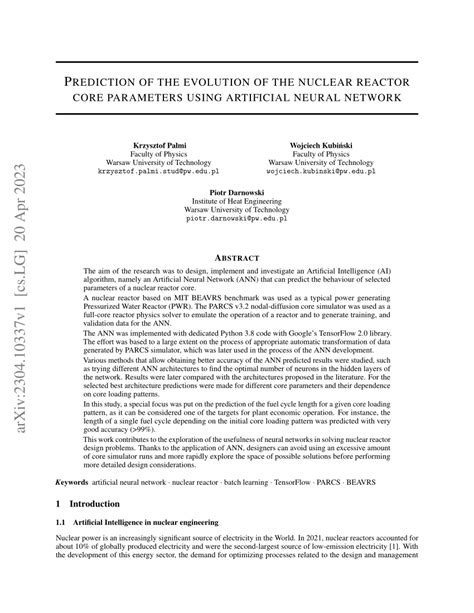 Pdf Prediction Of The Evolution Of The Nuclear Reactor Core