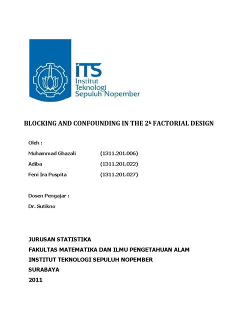 Blocking And Confounding In The 2 K Factorial Design Pdf