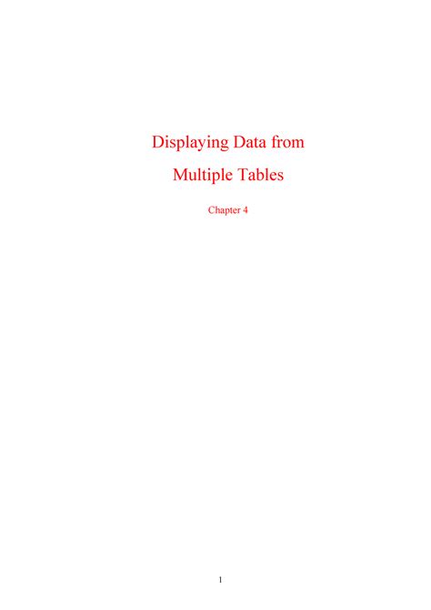 Chapter 4 Multiple Tables Displaying Data From Multiple Tables Chapter 4 Objectives
