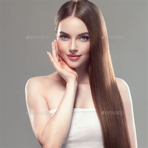 Beautiful Long Hair Brunette Woman With Beauty Hairstyle Female Model