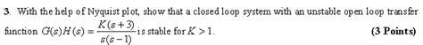 Solved 3 With The Help Of Nyquist Plot Show That A Closed