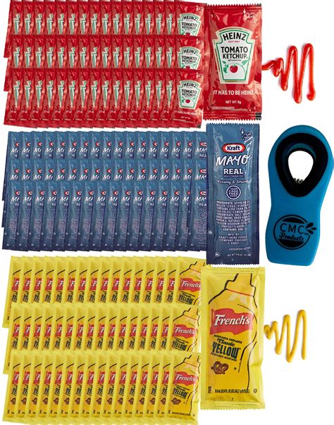 Heinz Condiment Packets 150 Total Packets With Bag Clip Ketchup Mustard