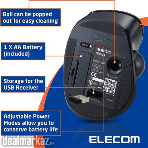ELECOM EX G Trackball Mouse GHz Wireless Thumb Control Sculpted Computer
