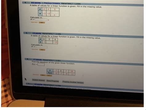 Solved A Table Of Values For A Linear Function Is Given